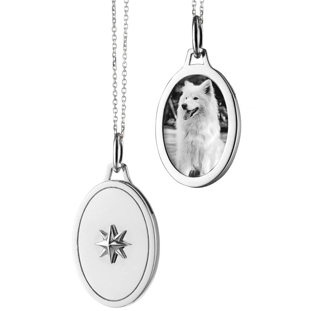 Silver Oval Star Half Locket - 220-2565